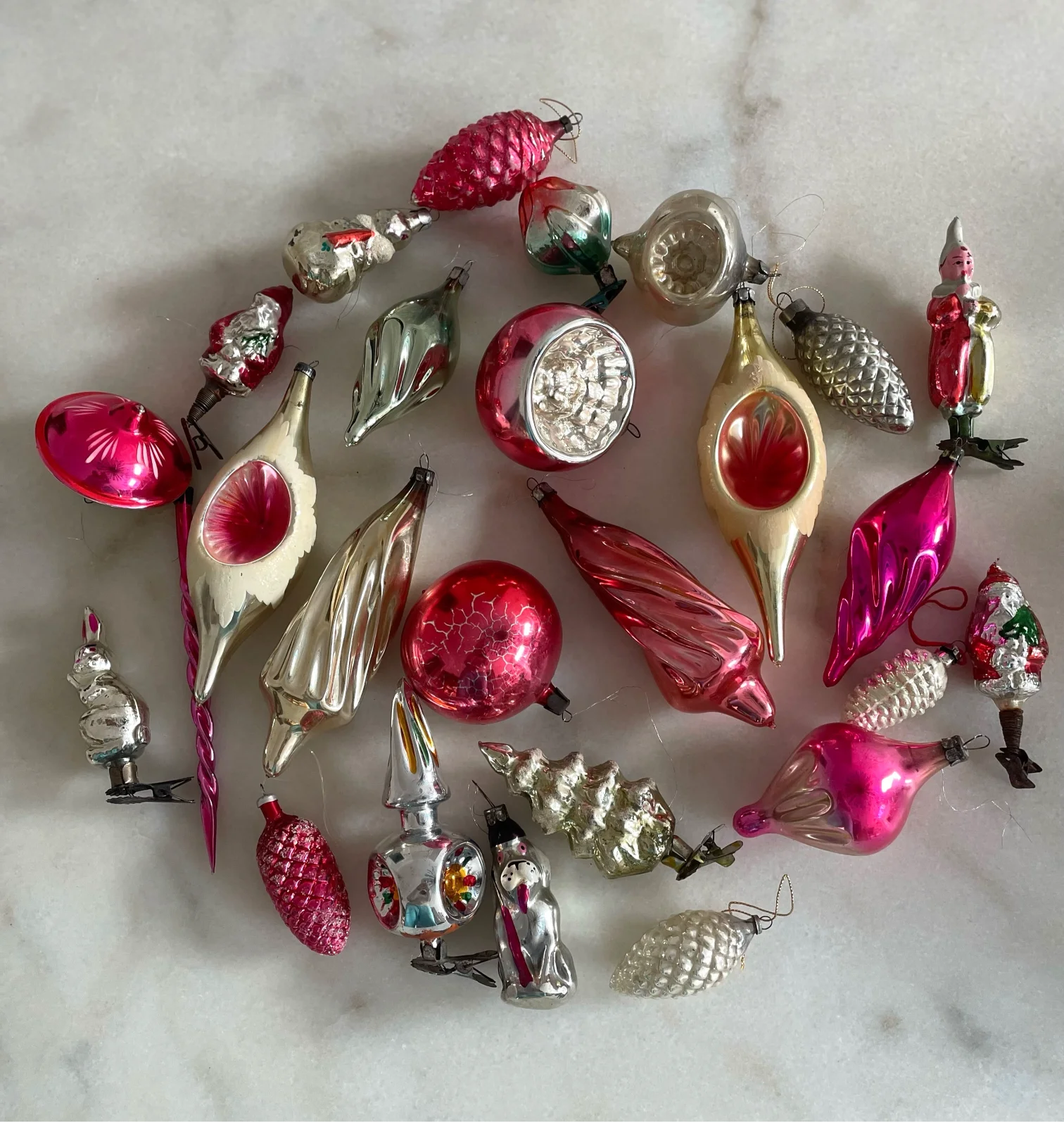 Vintage julepynt i Mercury glass